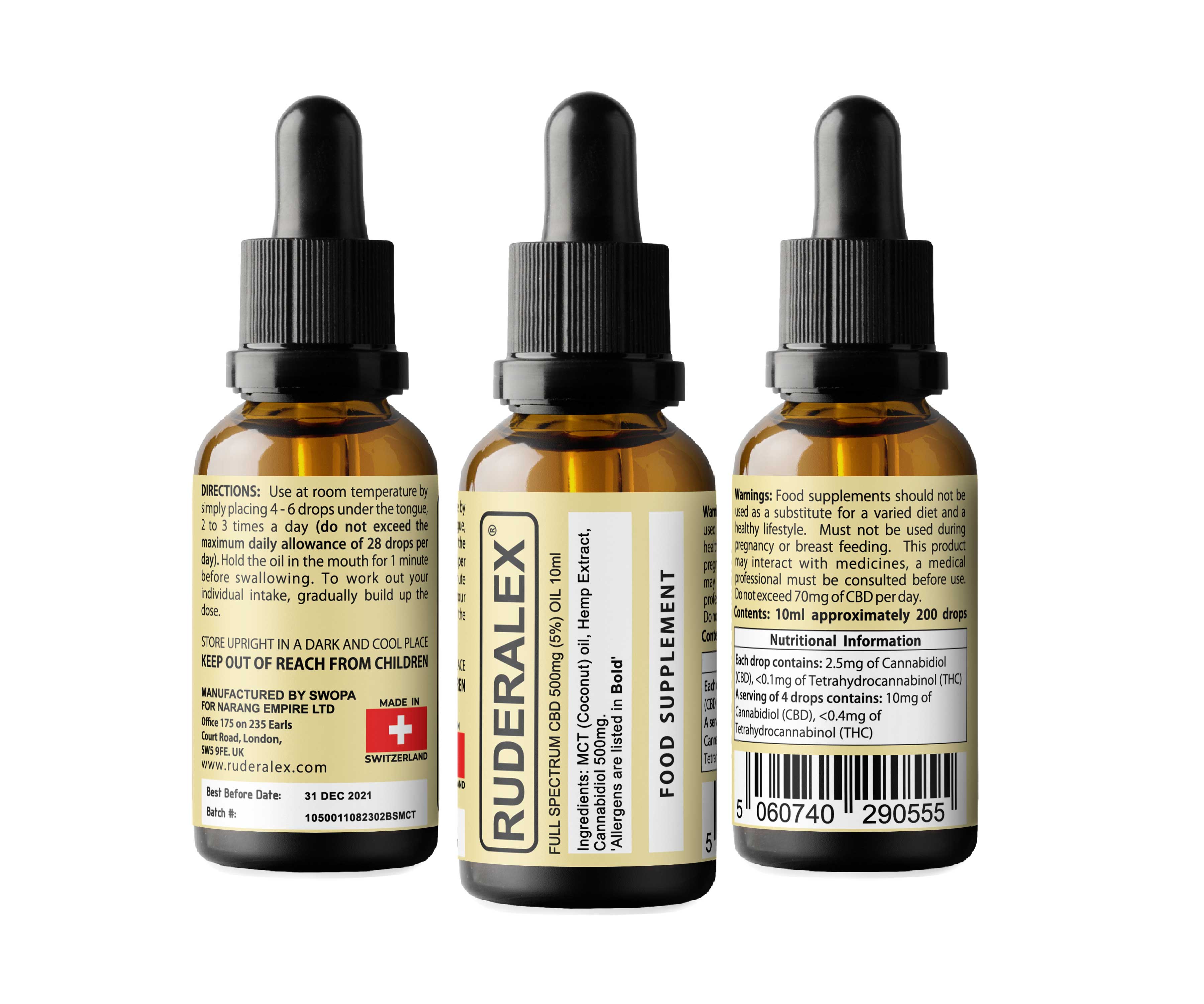 Buy Organic Full Spectrum CBD 5% 500mg Extract in MCT Oil 10ml Online ...
